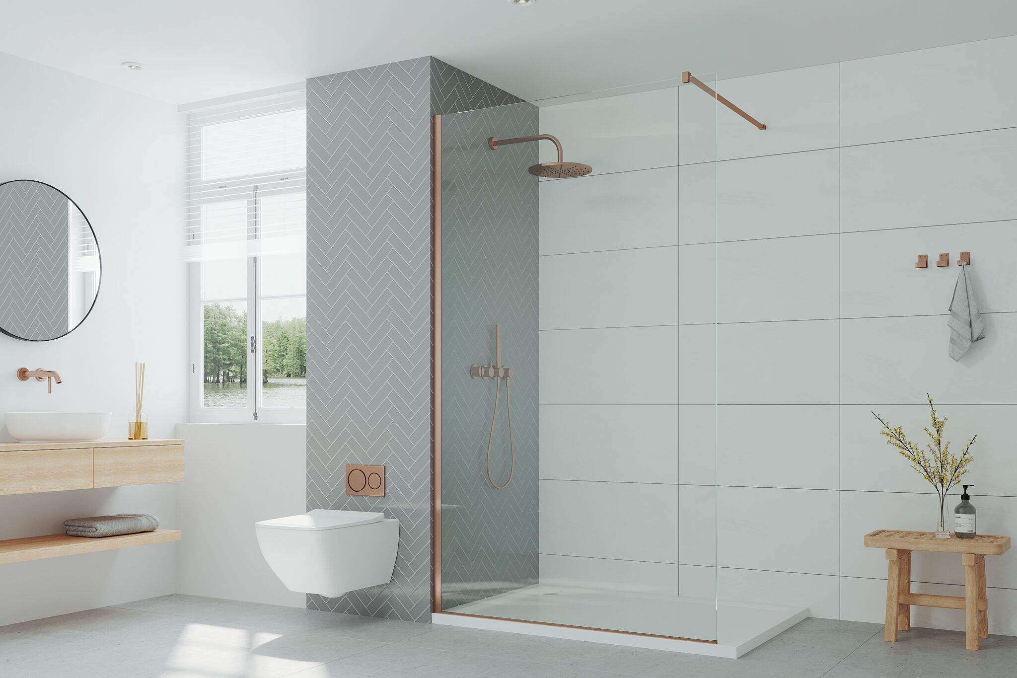 10 mm. Inloopdouche helder glas (Bronzen profielen) - www.douchecabine.nl